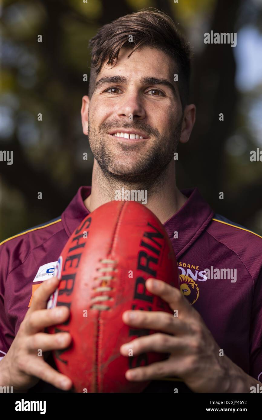 Player Marcus Adams poses for a portrait during a Brisbane Lions Media ...