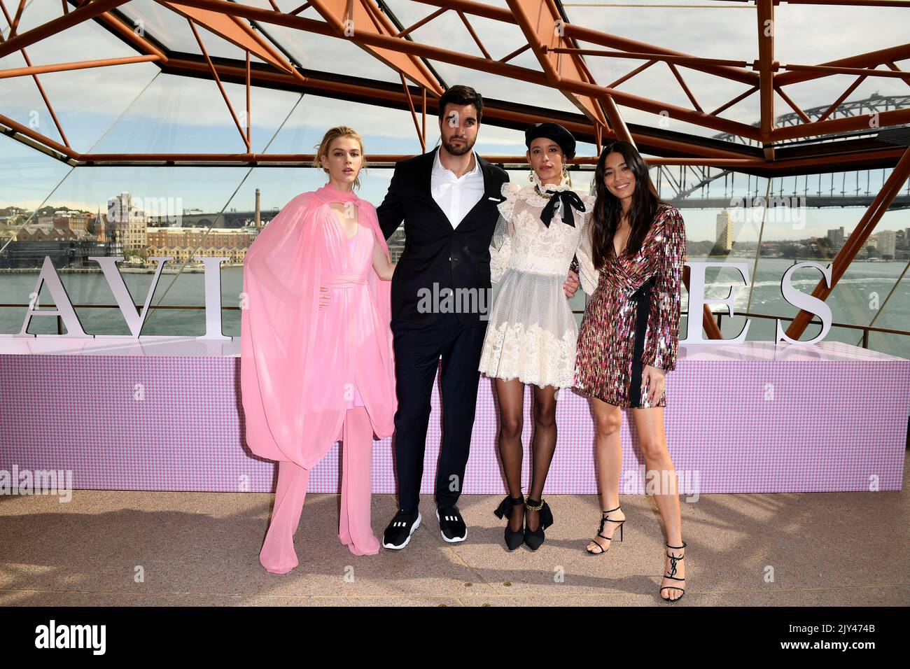 (L-R) Victoria Lee, Tom Derickx, American model Dilone and Jessica ...