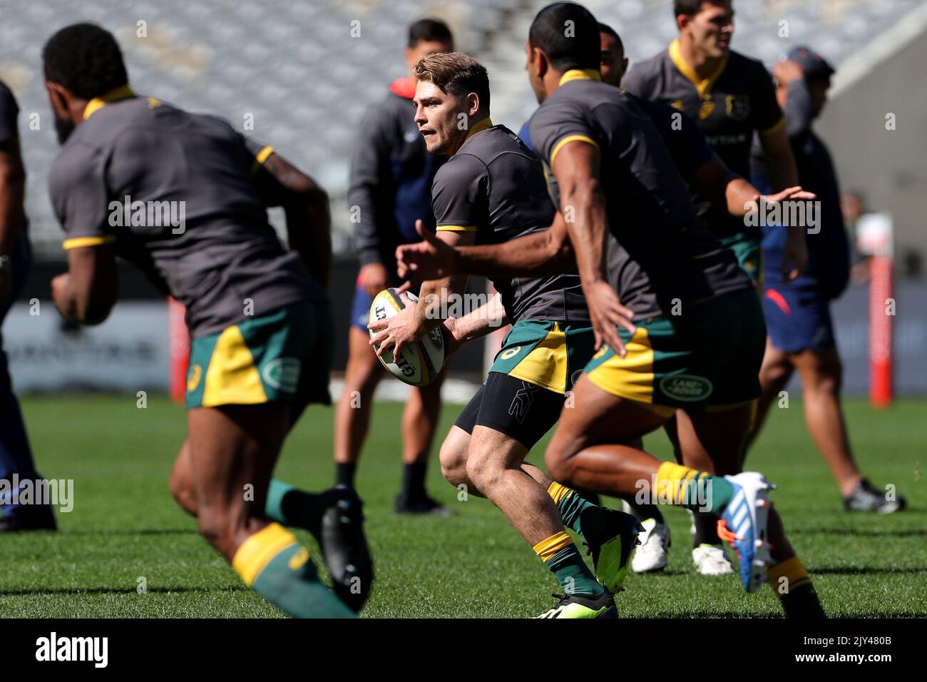 Michael Hooper (centre) is seen during the Australian Wallabies ...