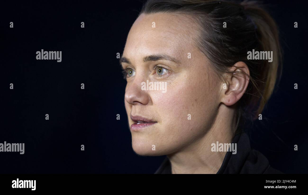 Natalie Medhurst of the Magpies before the Round 12 Super Netball match ...