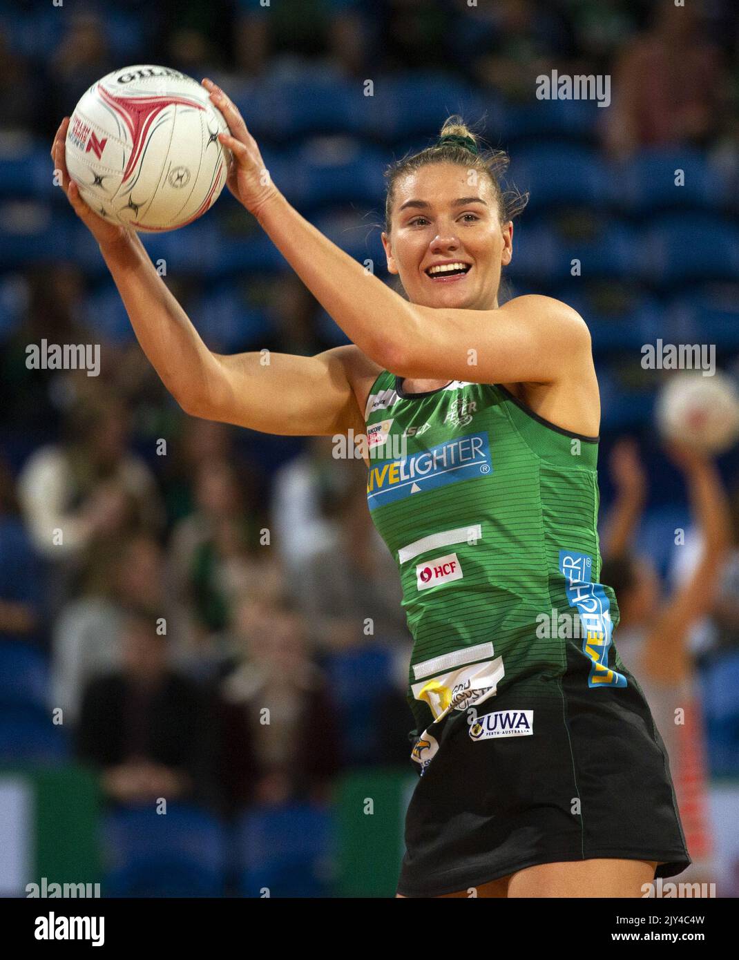 Courtney Bruce of the Fever during warm up before the Round 12 Super ...