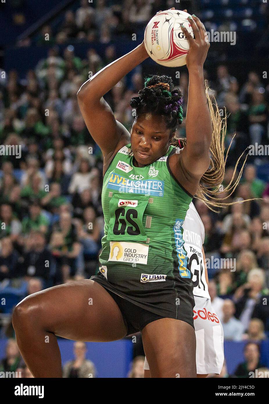 Jhaniele Fowler of the Fever during the Round 12 Super Netball match ...