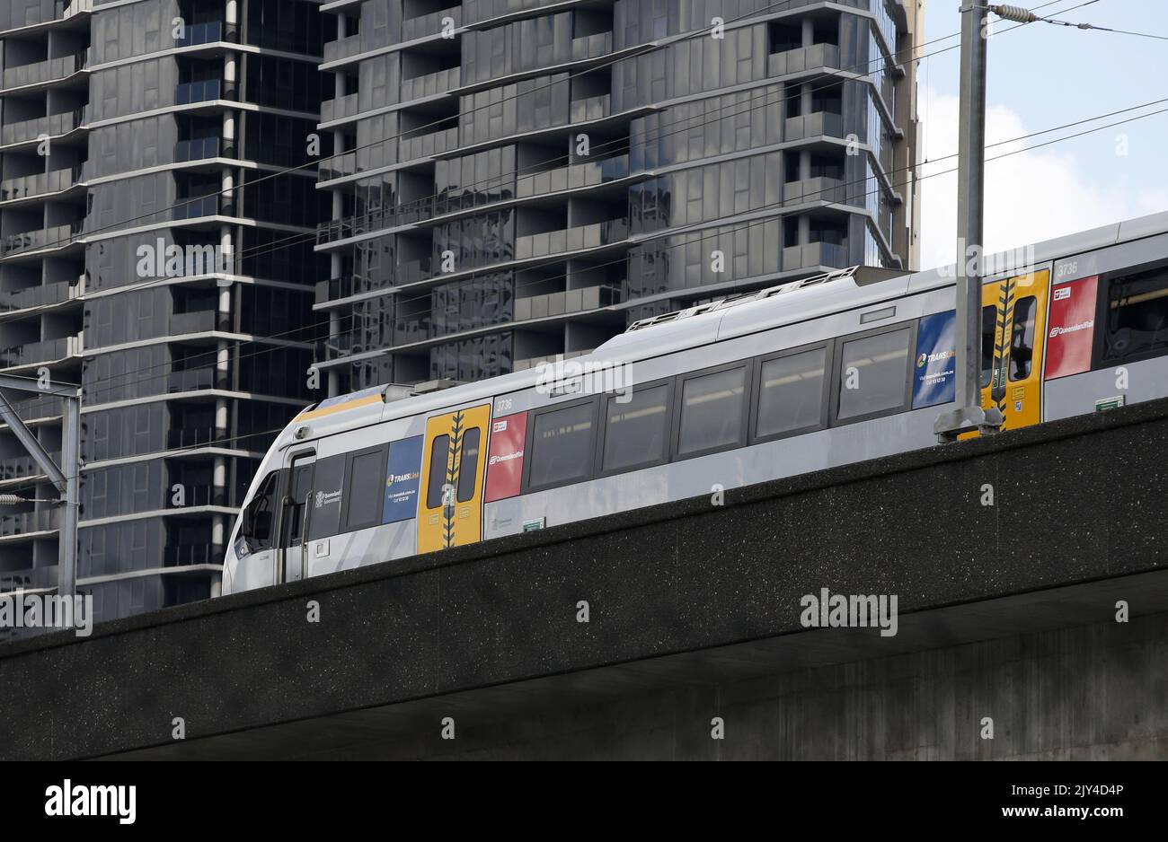 A Translink train is seen in Brisbane, August 13, 2019. (AAP Image/Regi ...