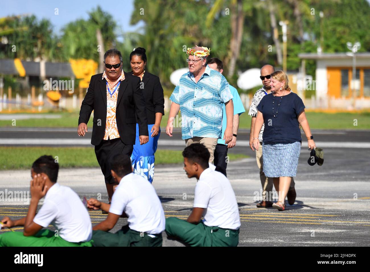 Prime Minister Scott Morrison arrives for the Pacific Islands Forum in ...