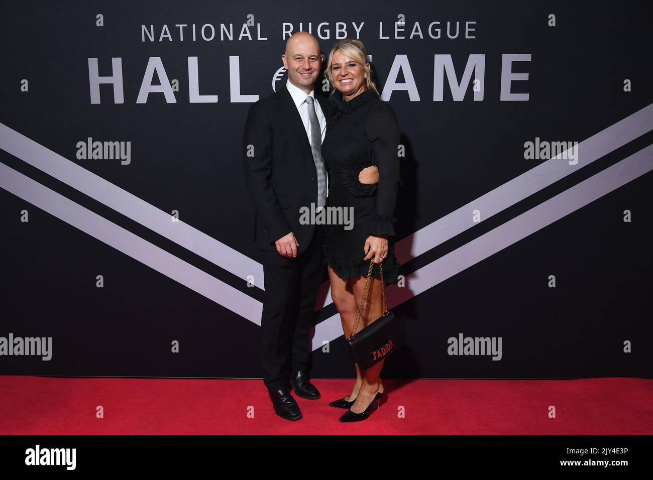 NRL CEO Todd Greenberg and wife Lisa Greenberg pose for a photo on the ...