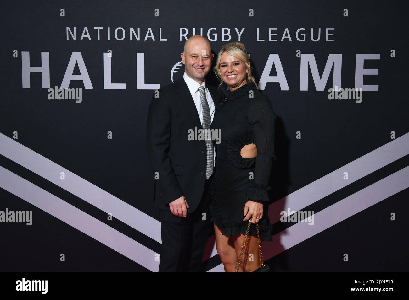 NRL CEO Todd Greenberg and wife Lisa Greenberg pose for a photo on the ...