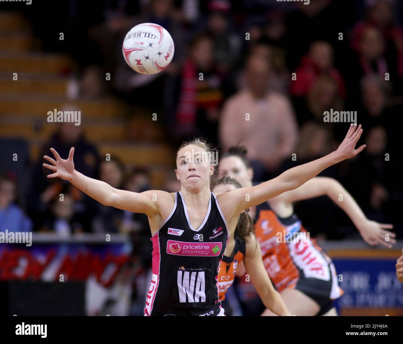 Hannah Petty of the Thunderbirds during the Round 13 Super Netball ...