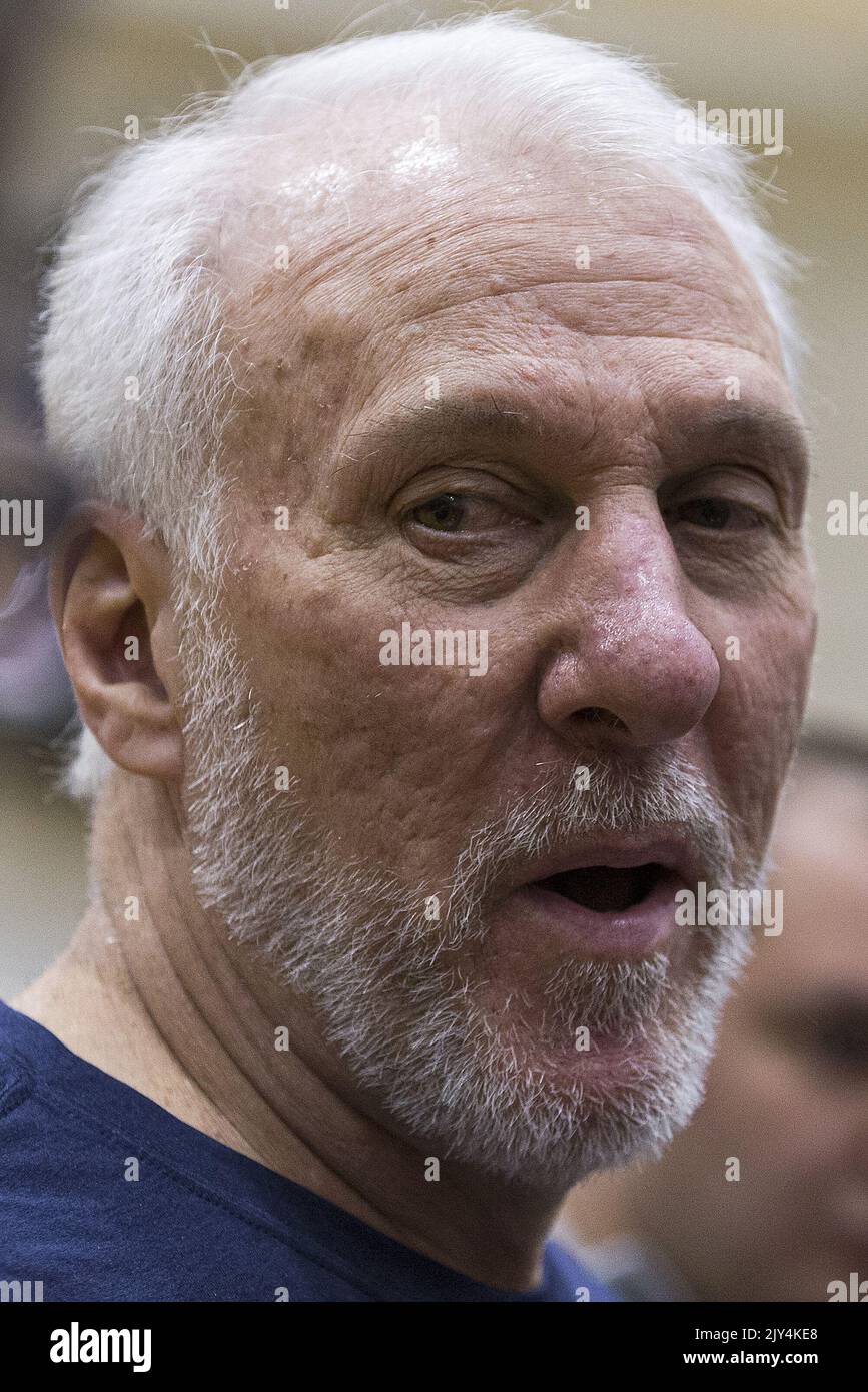 USA Basketball Team head coach Gregg Popovich speaks to the media ...