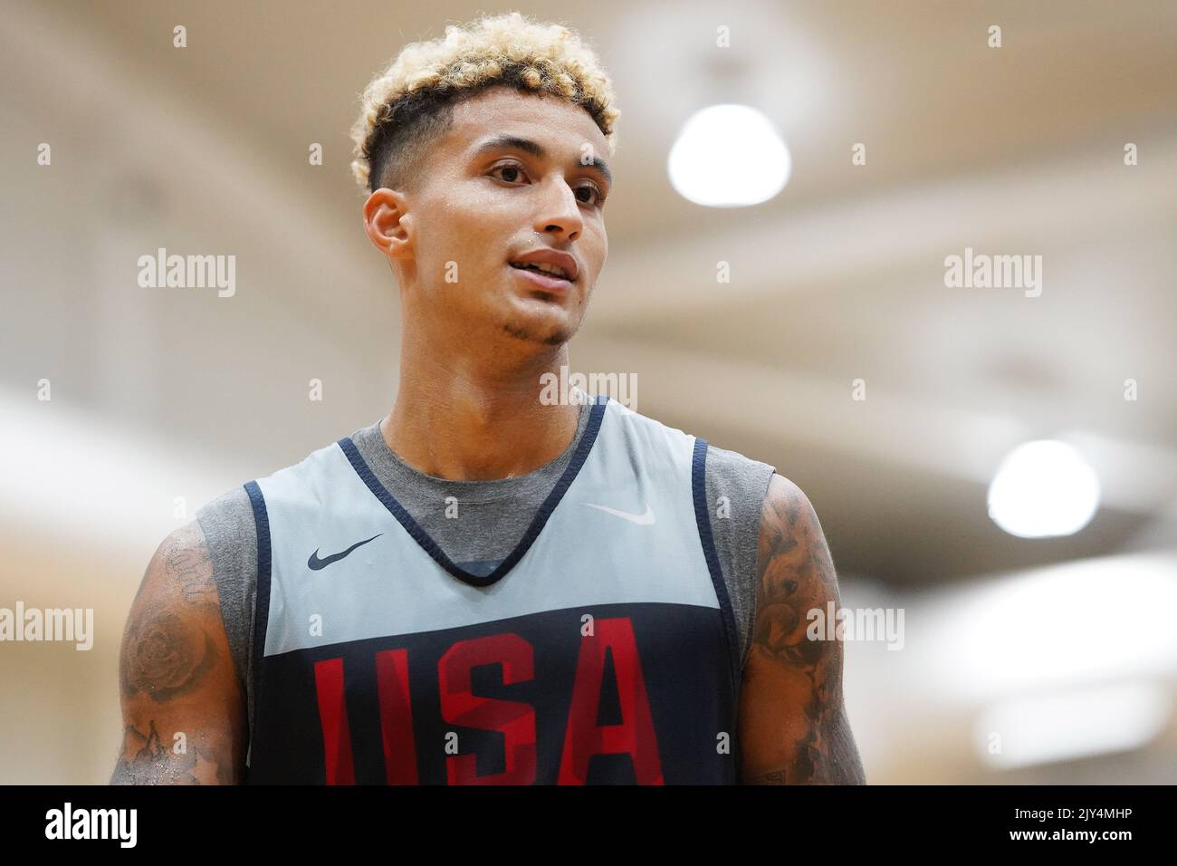 Kyle Kuzma is seen during a USA training session at Melbourne Sports ...
