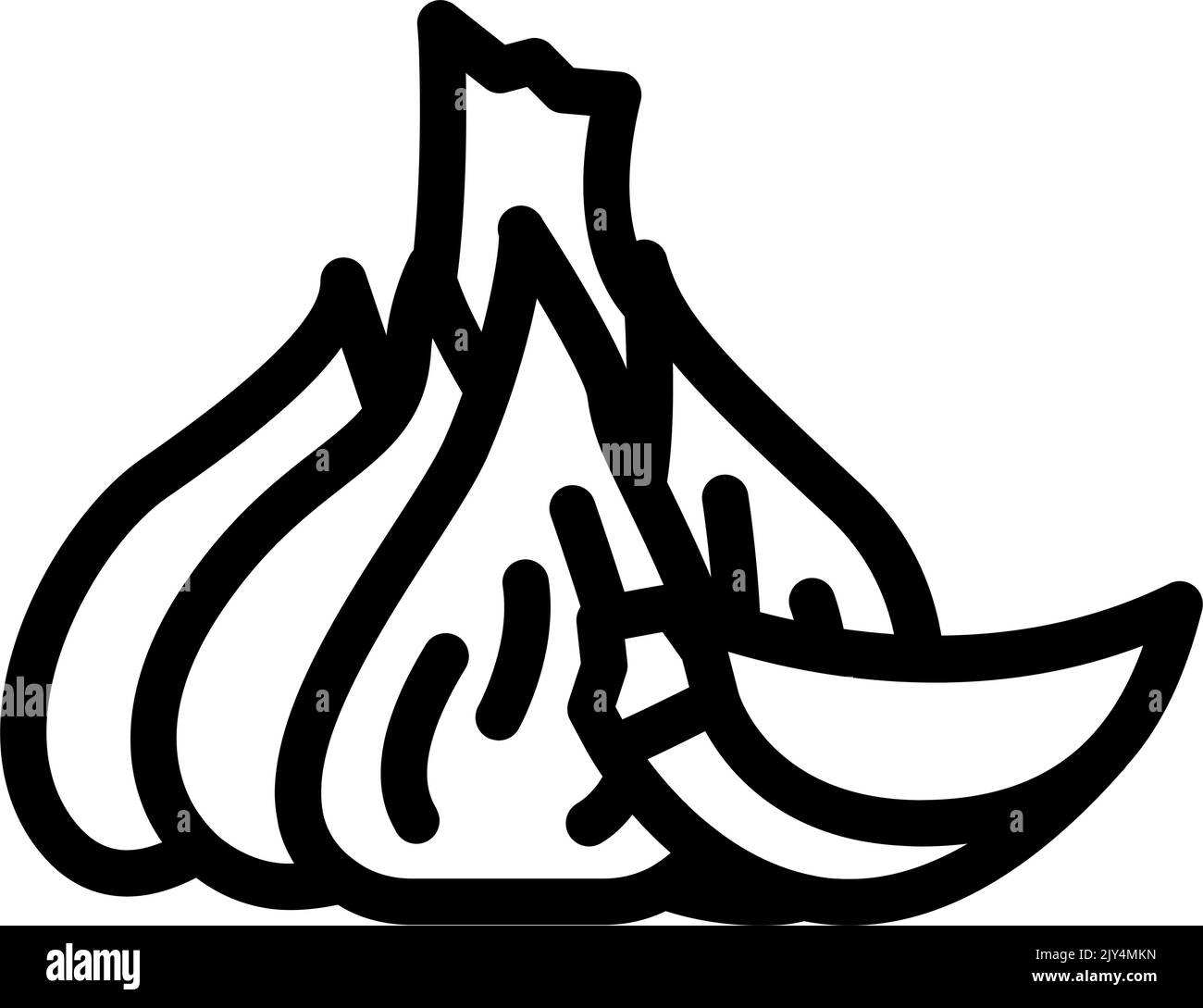 garlic whole slice cut line icon vector illustration Stock Vector Image ...