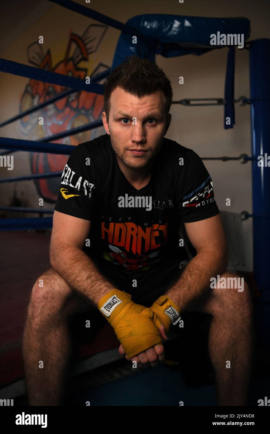Boxer Jeff Horn poses for a photograph before a sparring session in ...