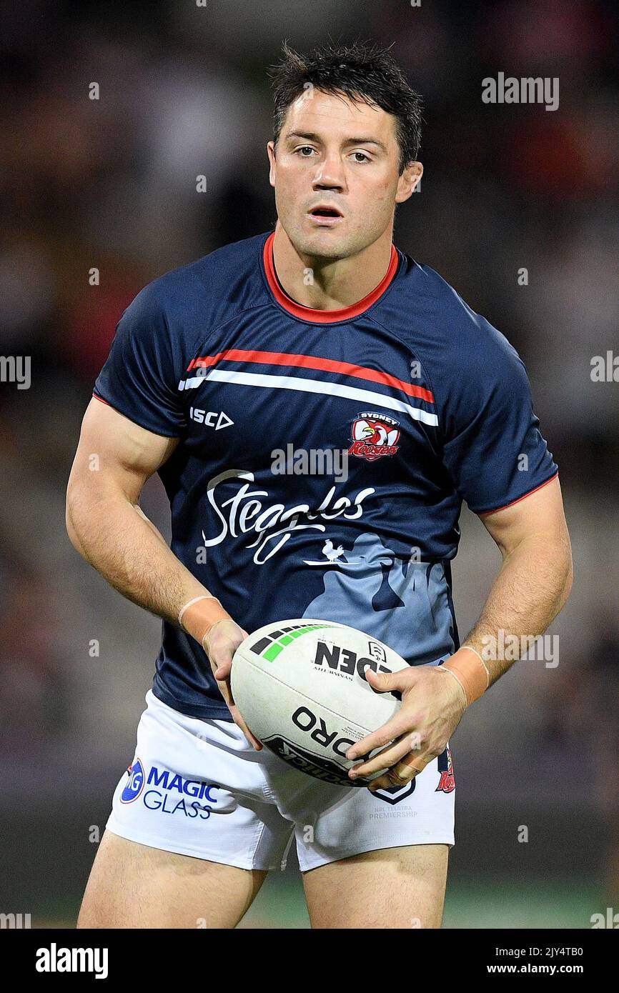 Cooper Cronk of the Roosters warms up ahead of the Round 23 NRL match ...