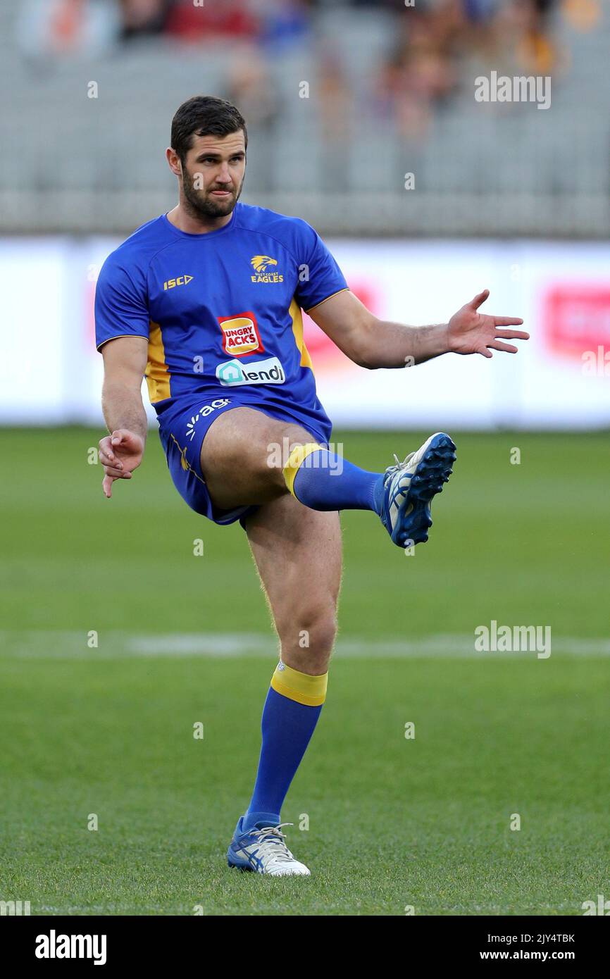 Jack Darling of the Eagles is seen before the Round 23 AFL match ...