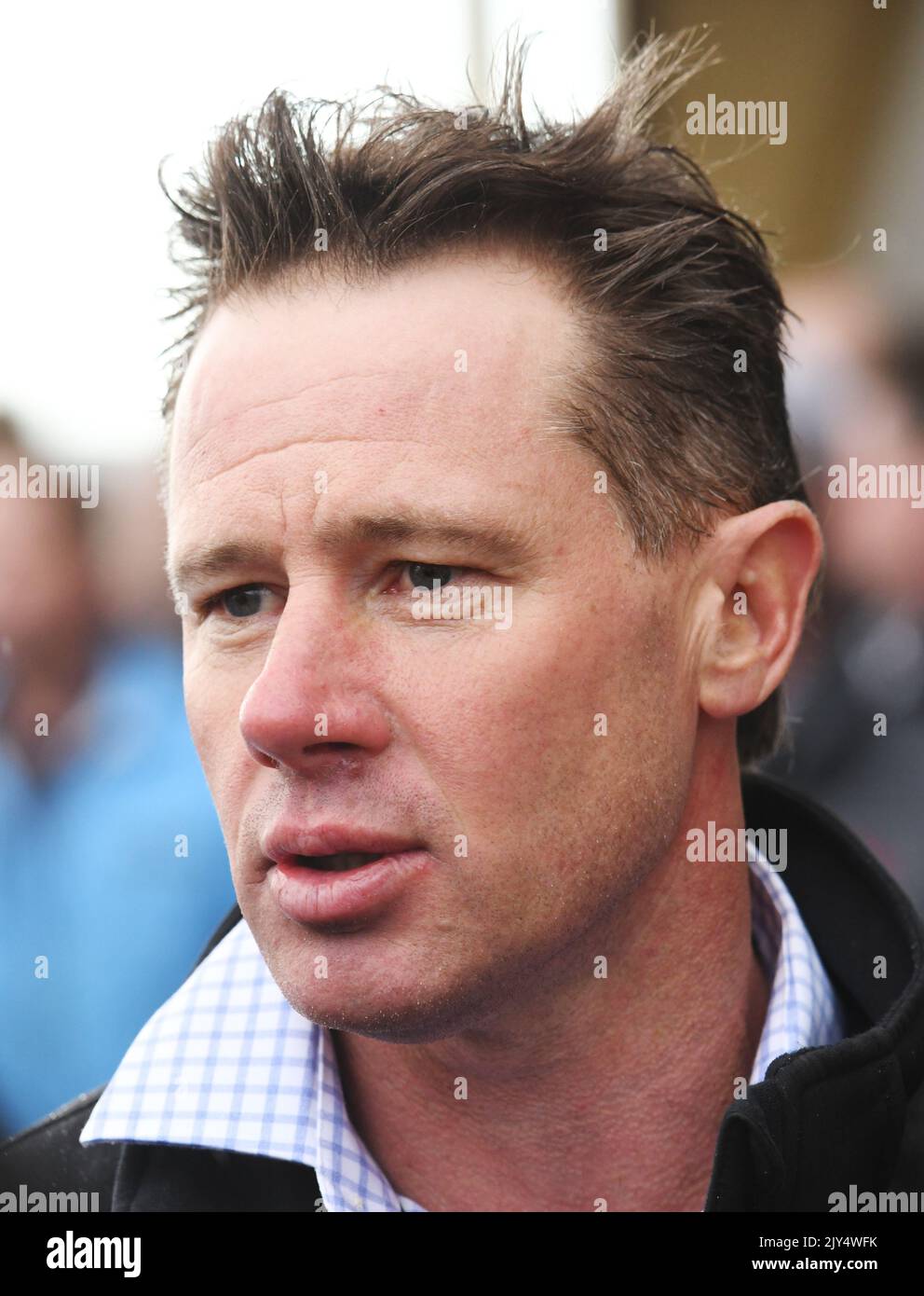 Trainer Patrick Payne is seen after Aaron Kuru rode Tallyho Twinkletoe ...