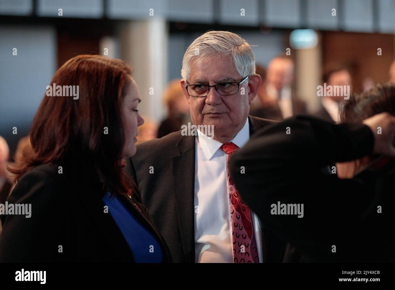 Minister for Indigenous Australians Ken Wyatt (centre) is seen before ...