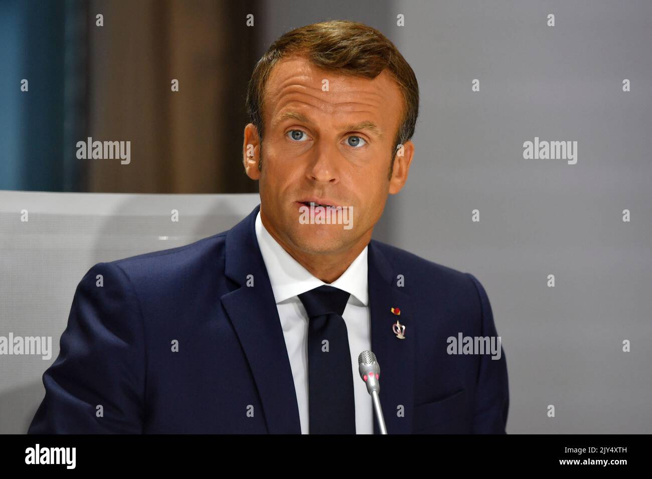 France's President Emmanuel Macron during the G7 Summit in the town of ...