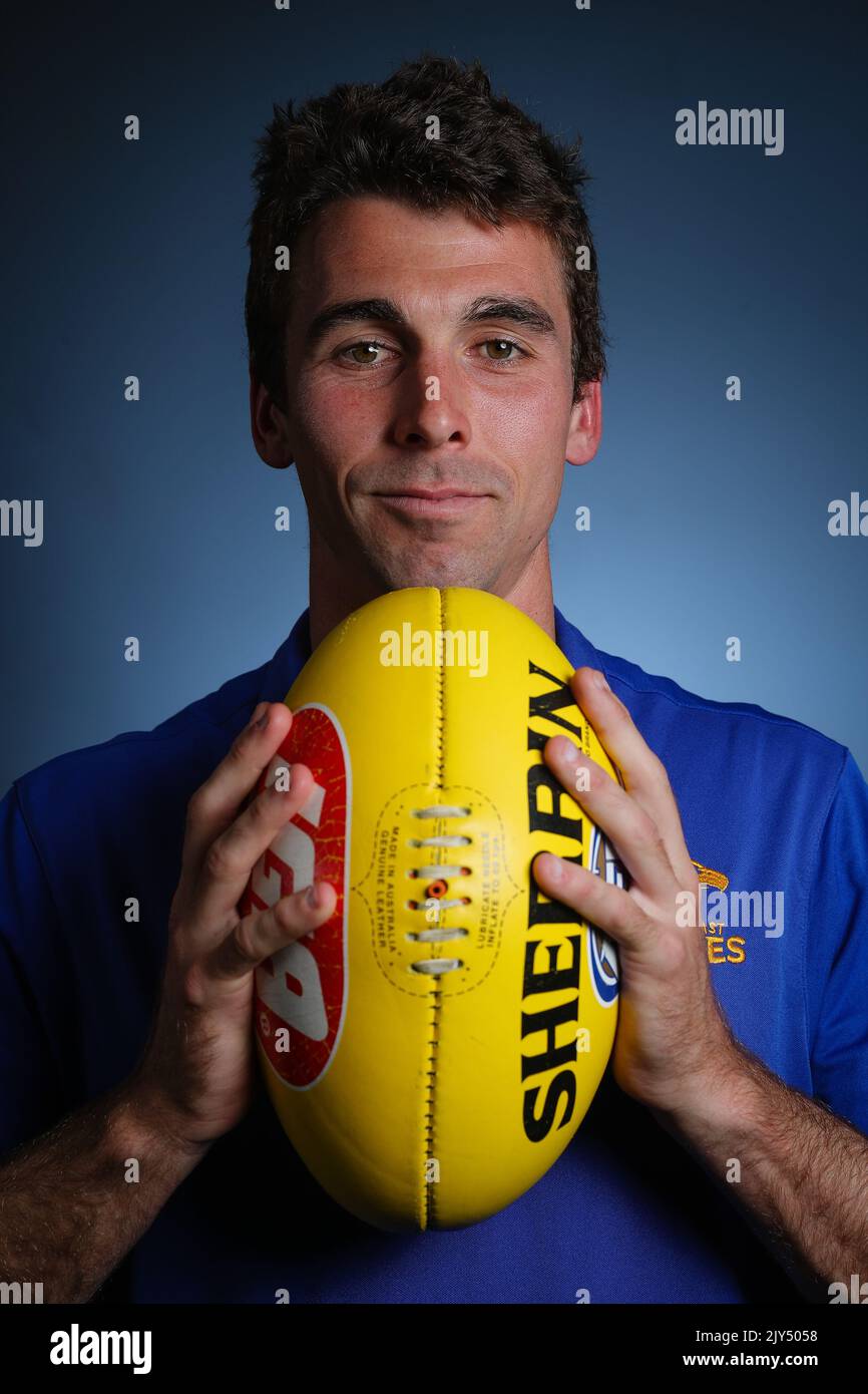 Jamie Cripps poses for a photograph during a West Coast Eagles media ...