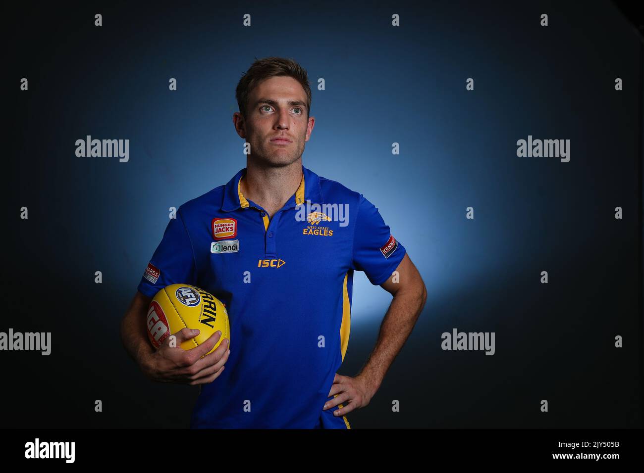 Brad Sheppard poses for a photograph during a West Coast Eagles media ...