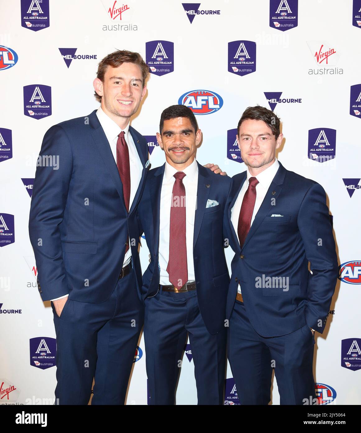 Lachie Neale, Harris Andrews and Charlie Cameron of the Brisbane Lions ...