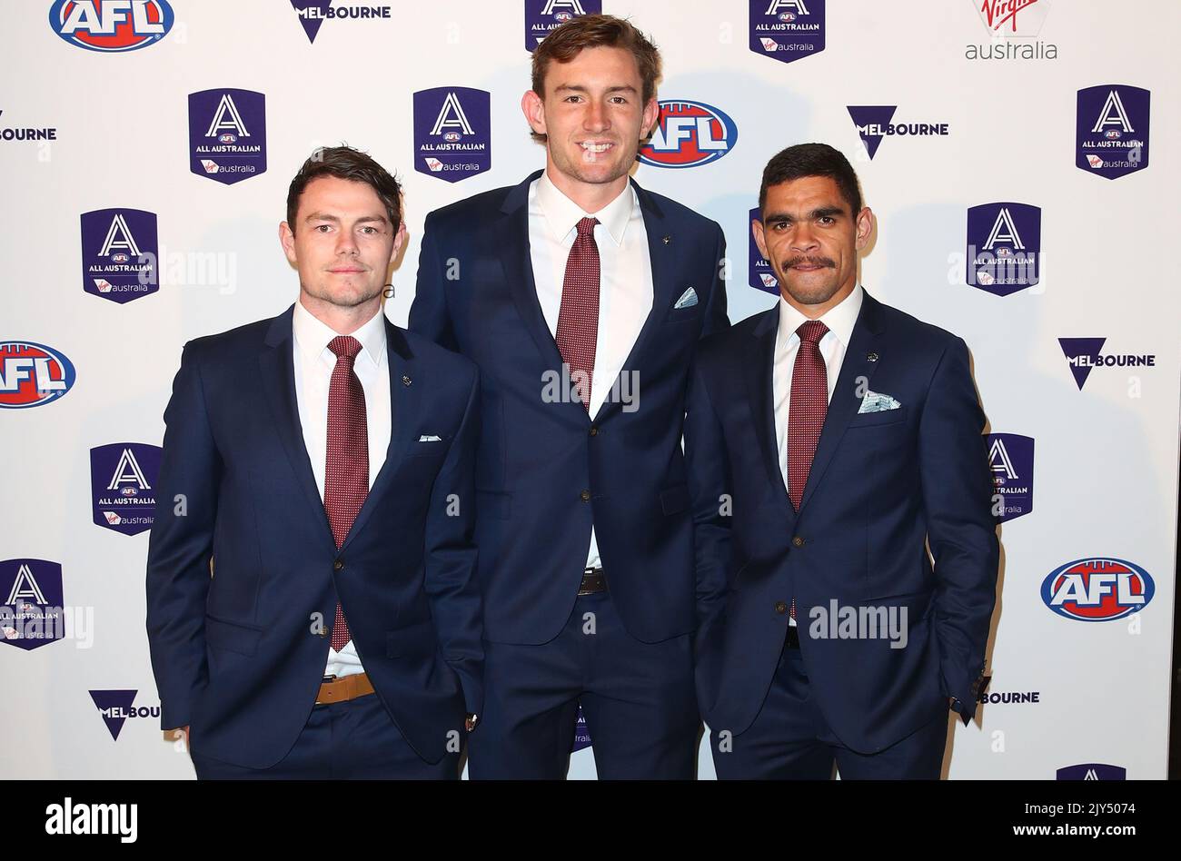 Lachie Neale, Harris Andrews and Charlie Cameron of the Brisbane Lions ...