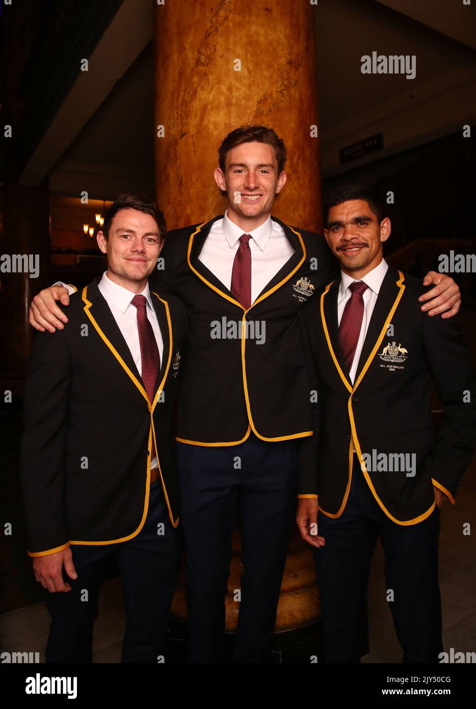 Lachie Neale, Harris Andrews and Charlie Cameron of the Brisbane Lions ...
