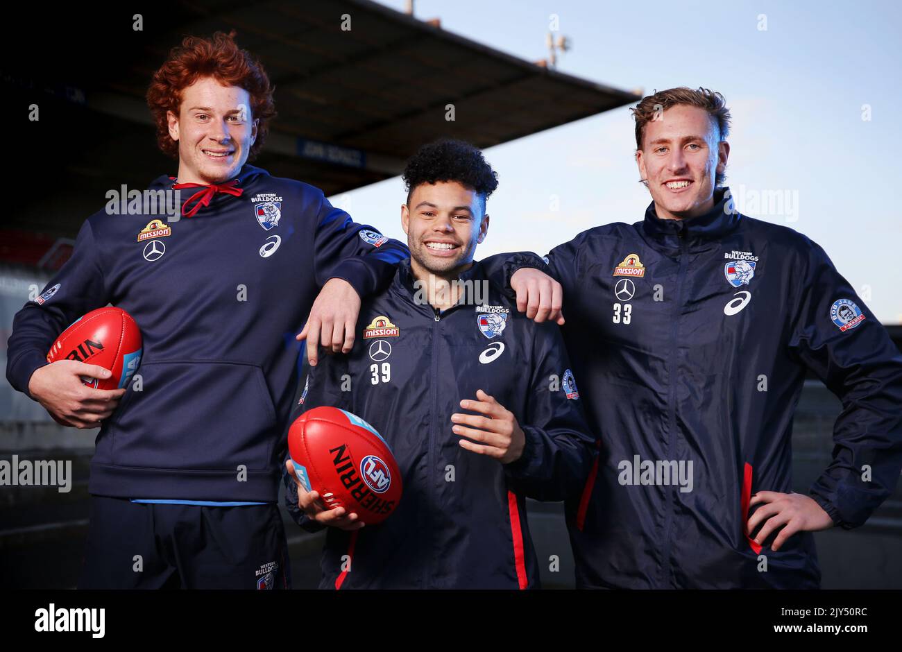 Ed Richards (left) Jason Johannisen and Aaron Naughton (Right) poses ...