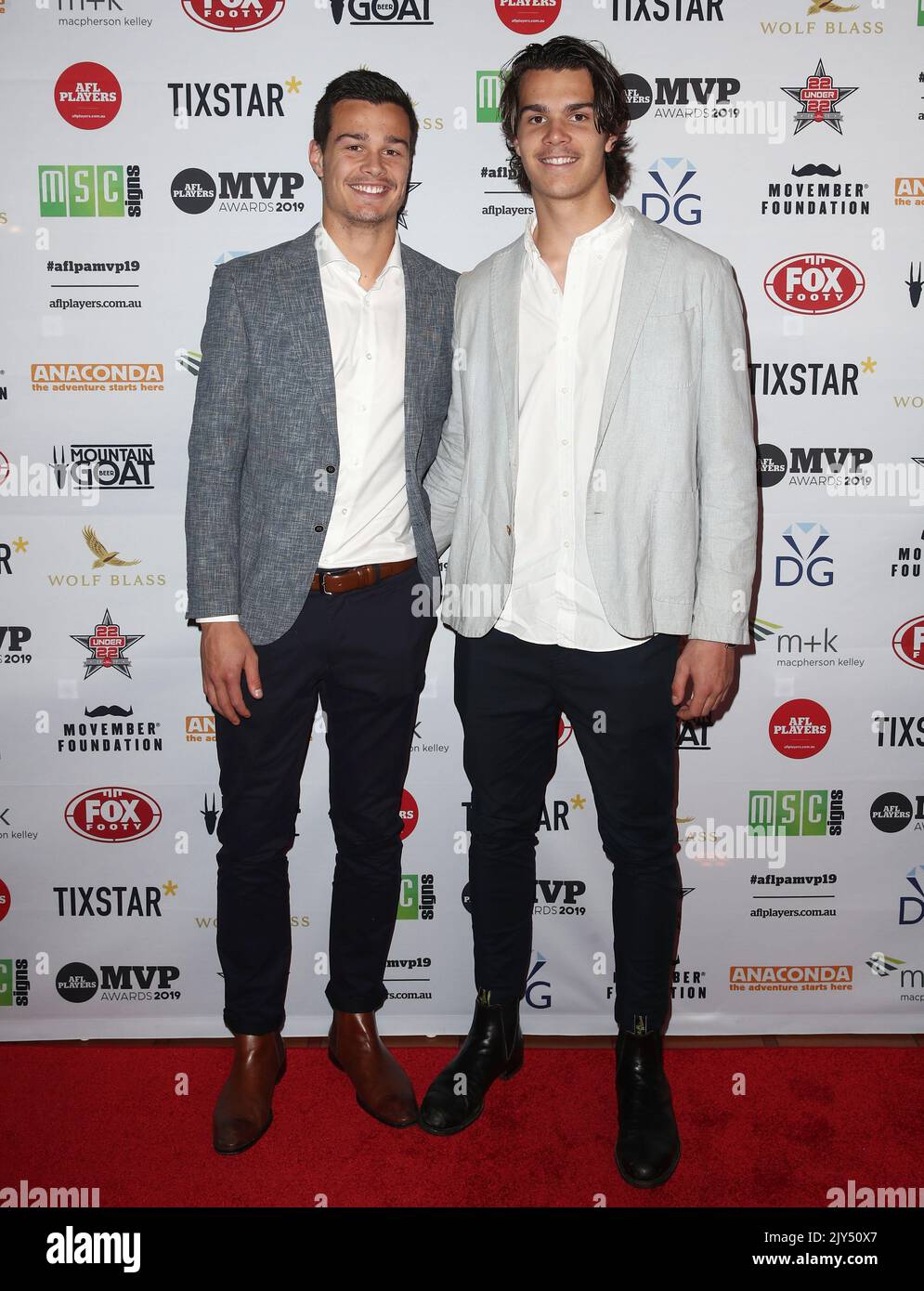 Jack Silvagni (left) and Ben Silvagni of the Blues pose for a ...