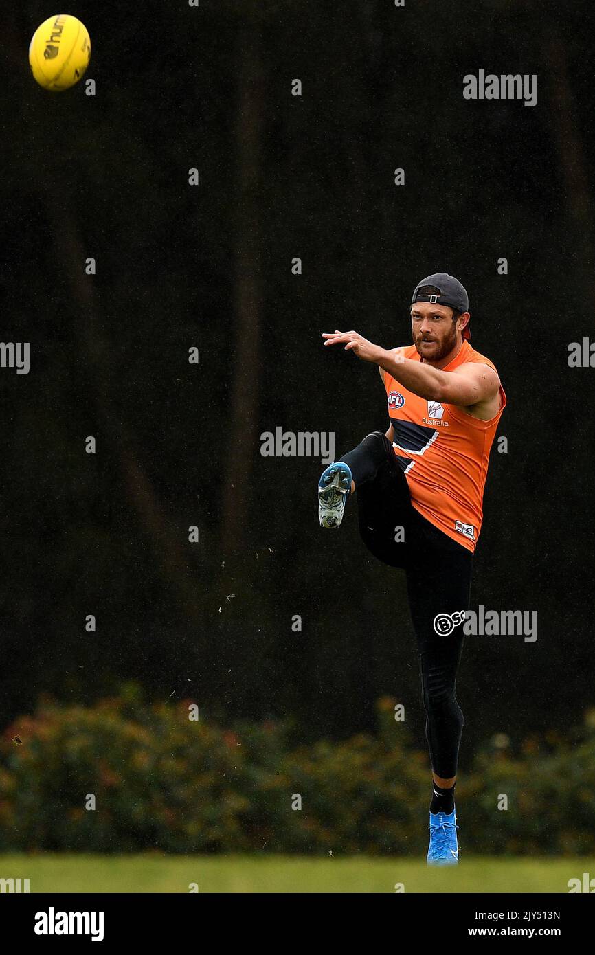 GWS Giants player Sam Reid takes part in a training session at ...