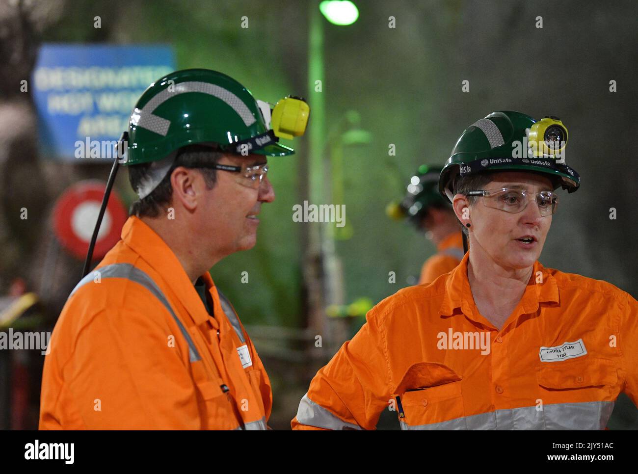 South Australian Premier Steven Marshall is seen with BHP Chief of ...