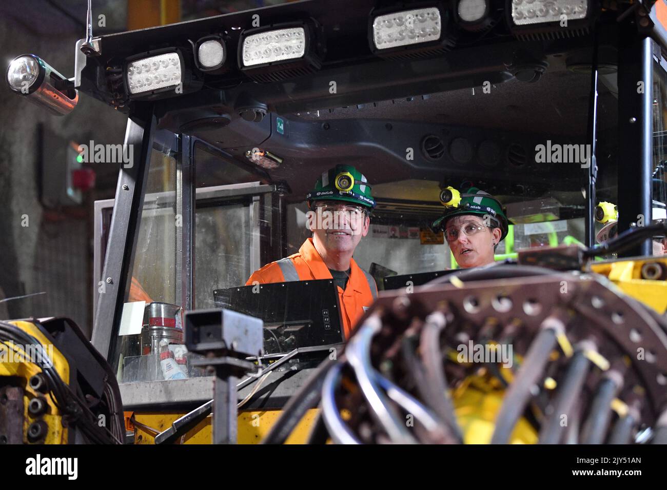 South Australian Premier Steven Marshall is seen with BHP Chief of ...