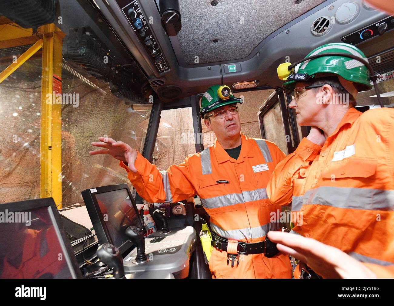 South Australian Premier Steven Marshall is seen with BHP Chief of ...