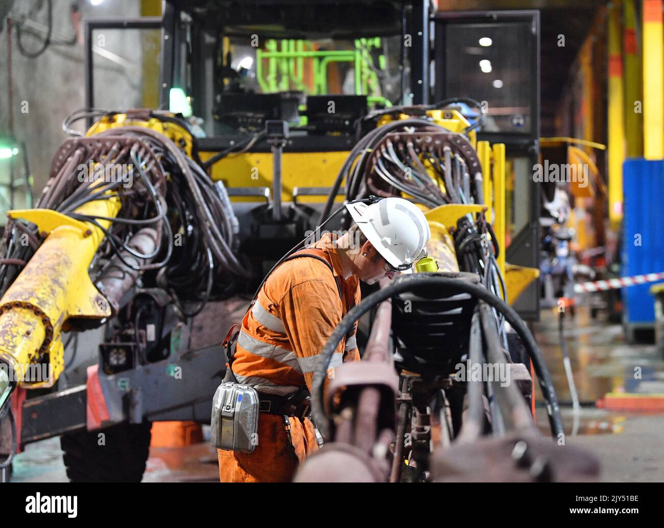 A miner is seen during a tour of the Olympic Dam mine site in Roxby ...