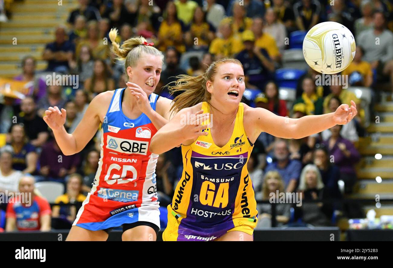 Maddy Turner (left) of the Swifts fails to stop Stephanie Wood (right ...