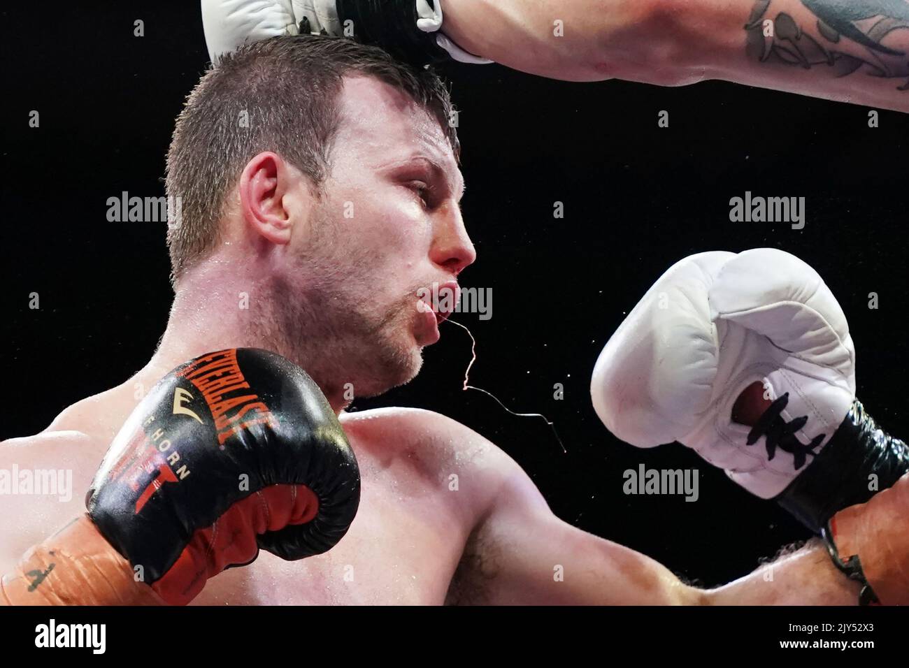 Australian boxers Jeff Horn is hit by Michael Zerafa during the 'Battle ...
