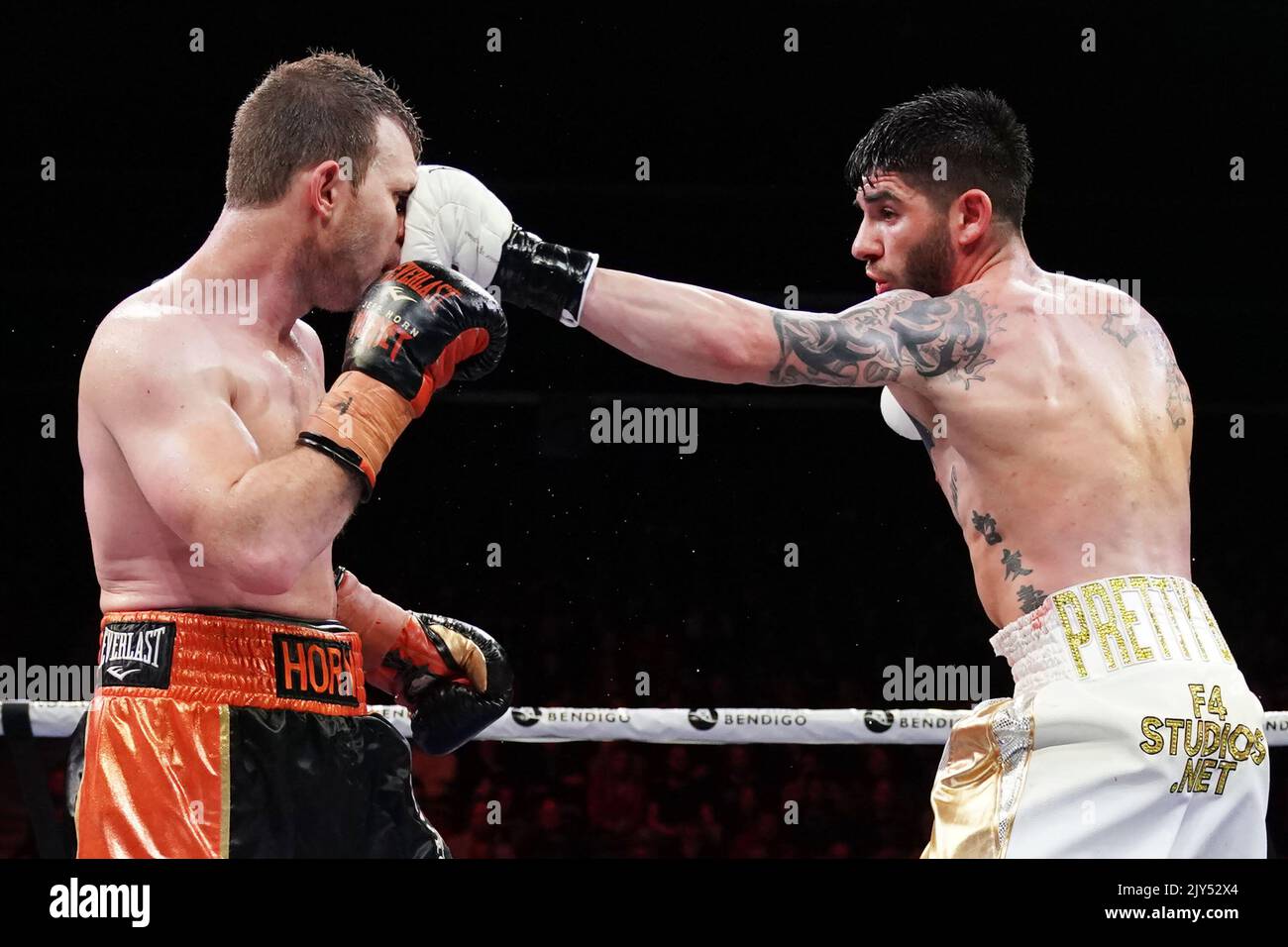 Australian boxers Jeff Horn (left) and Michael Zerafa compete during ...