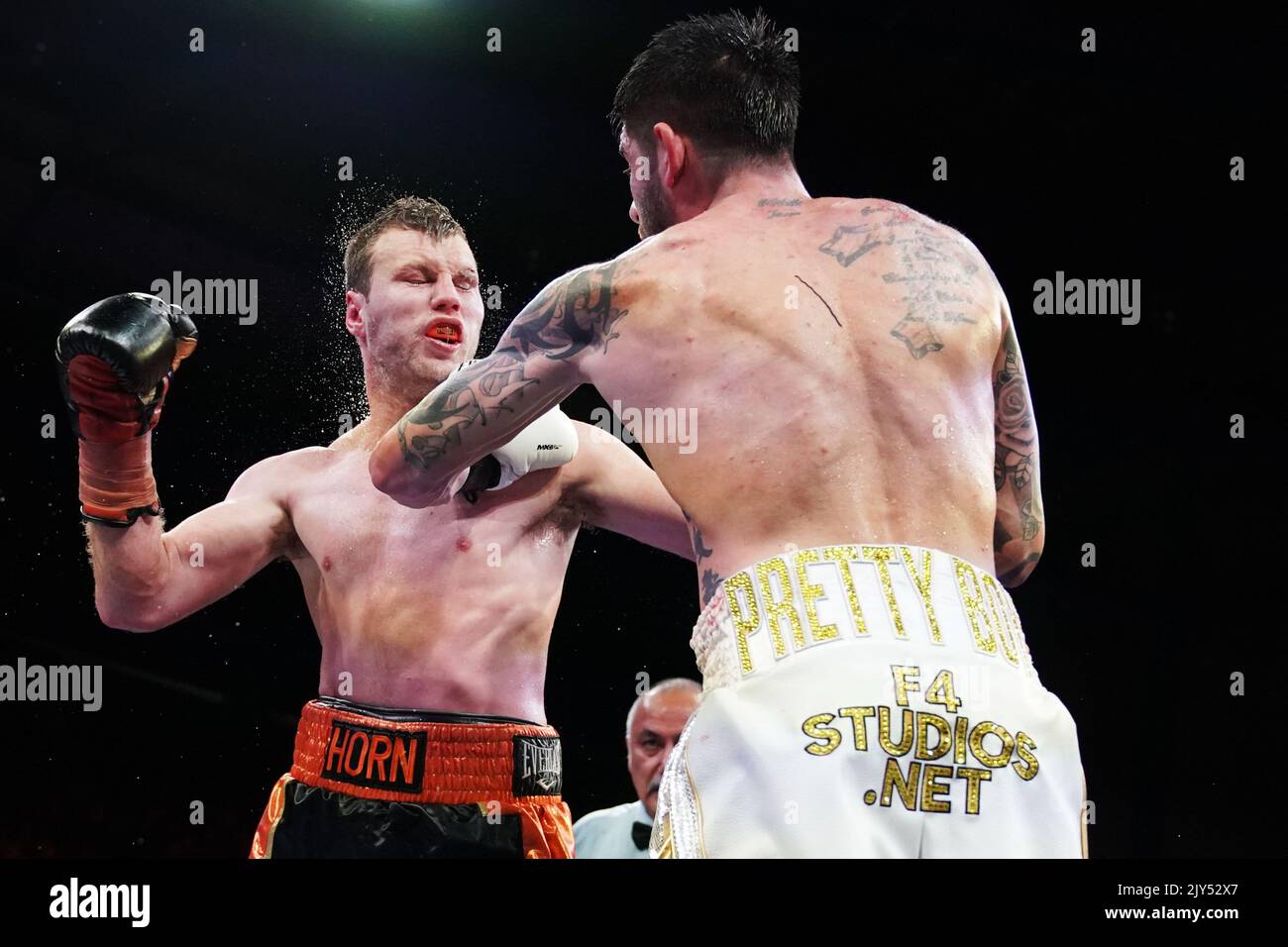 Australian boxers Jeff Horn (left) and Michael Zerafa compete during ...