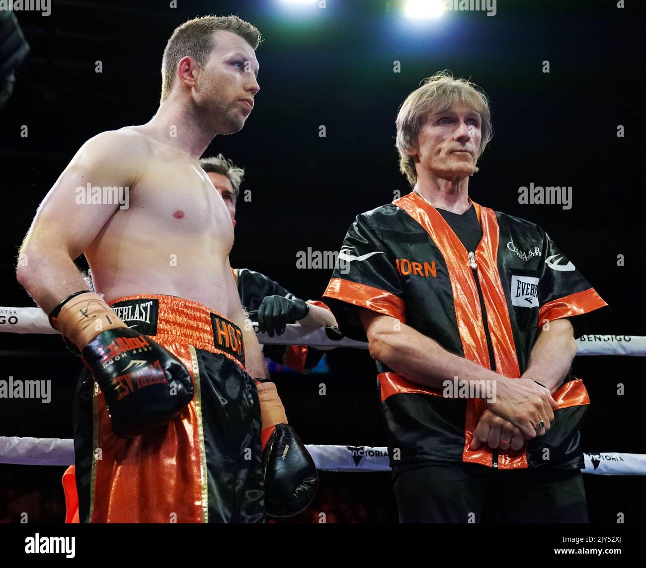 Australian boxer Jeff Horn focuses to fight Michael Zerafa during the ...