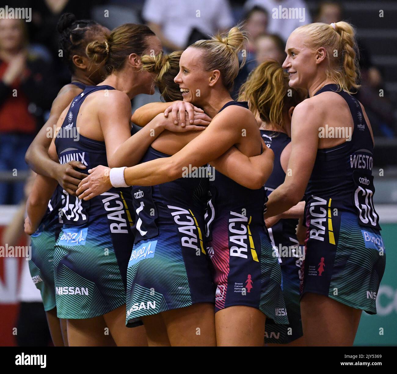 Lara Dunkley (third from left) and Renae Ingles (fourth from left) of ...