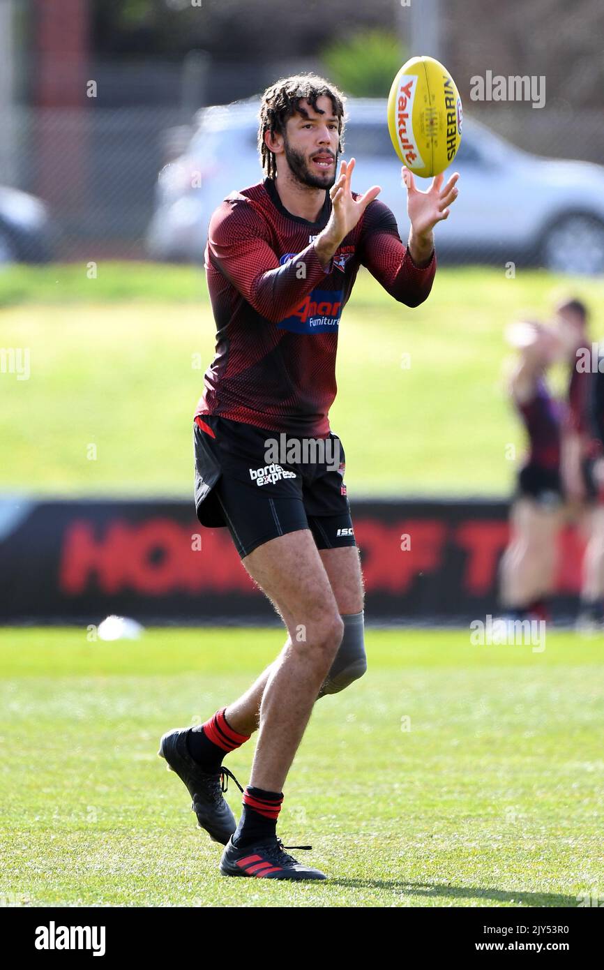 Zac Clarke participates in light training during the Bombers training ...
