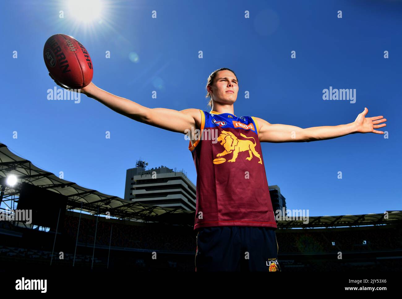 Brisbane Lions player Eric Hipwood is seen posing for a photograph ...