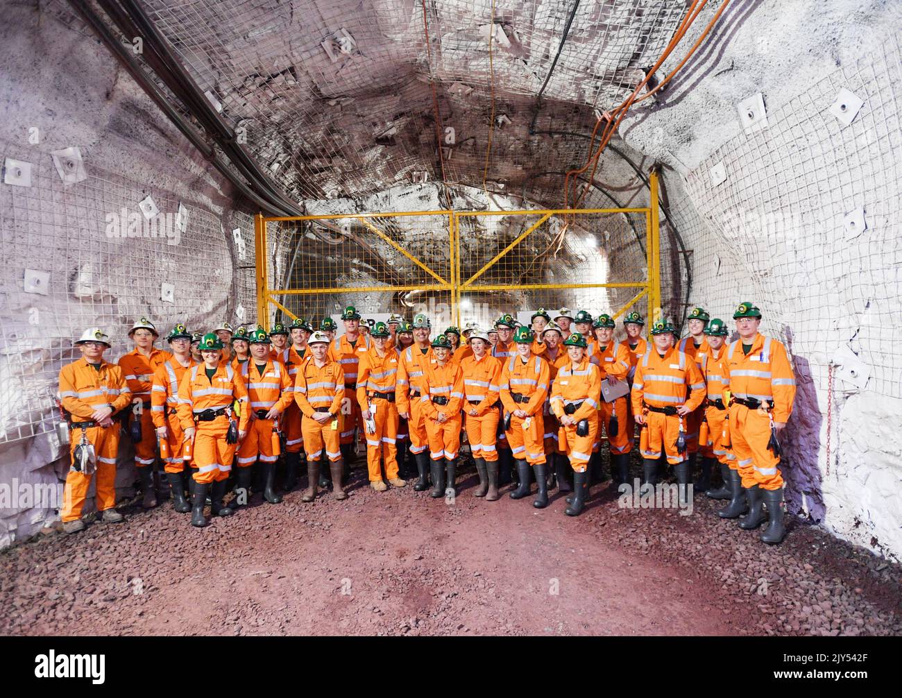 FILE - South Australian Premier Steven Marshall is seen with BHP staff ...