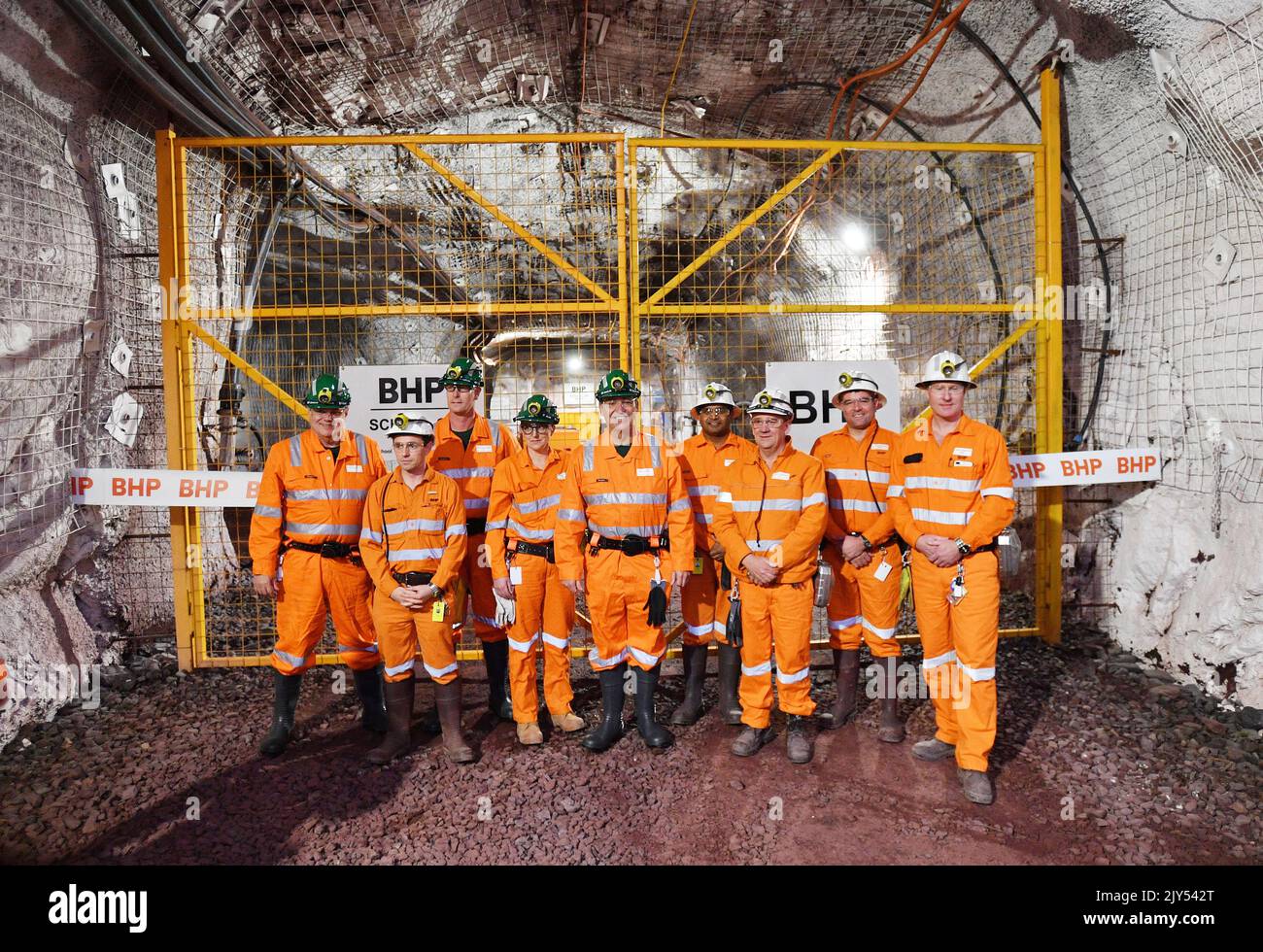 FILE - South Australian Premier Steven Marshall is seen with BHP staff ...