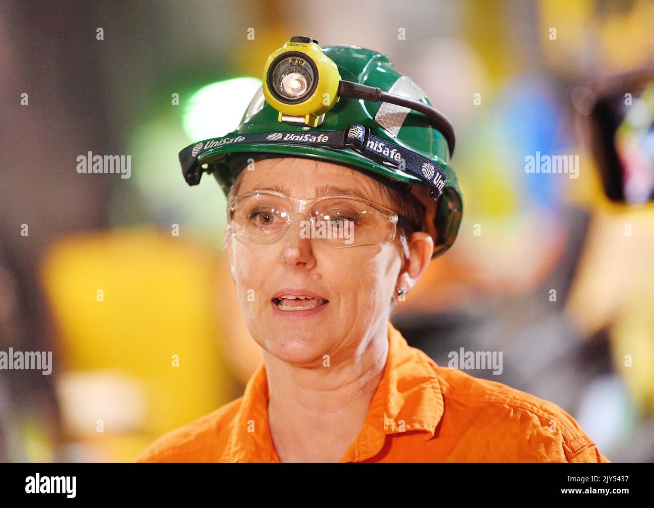 FILE - Laura Tyler, Chief of Geoscience at BHP is seen during a tour of ...