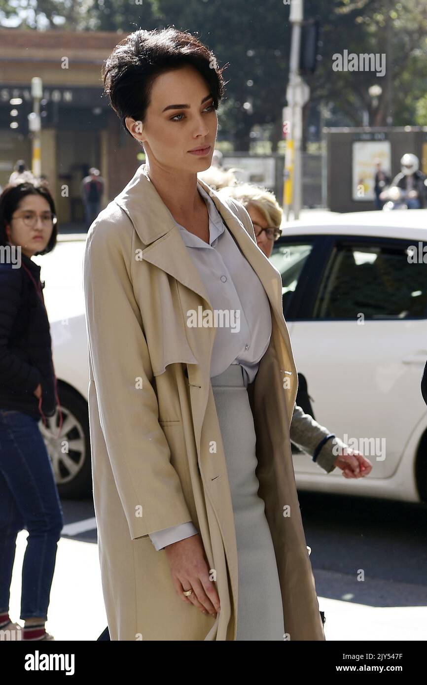 Sarah Budge arrives at Downing Centre District Court, Sydney, Tuesday ...