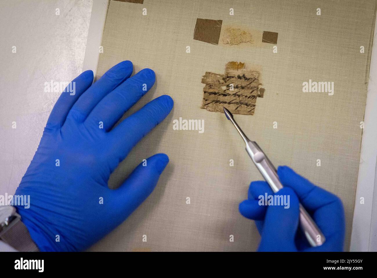 (220907) -- JERUSALEM, Sept. 7, 2022 (Xinhua) -- A researcher shows a ...