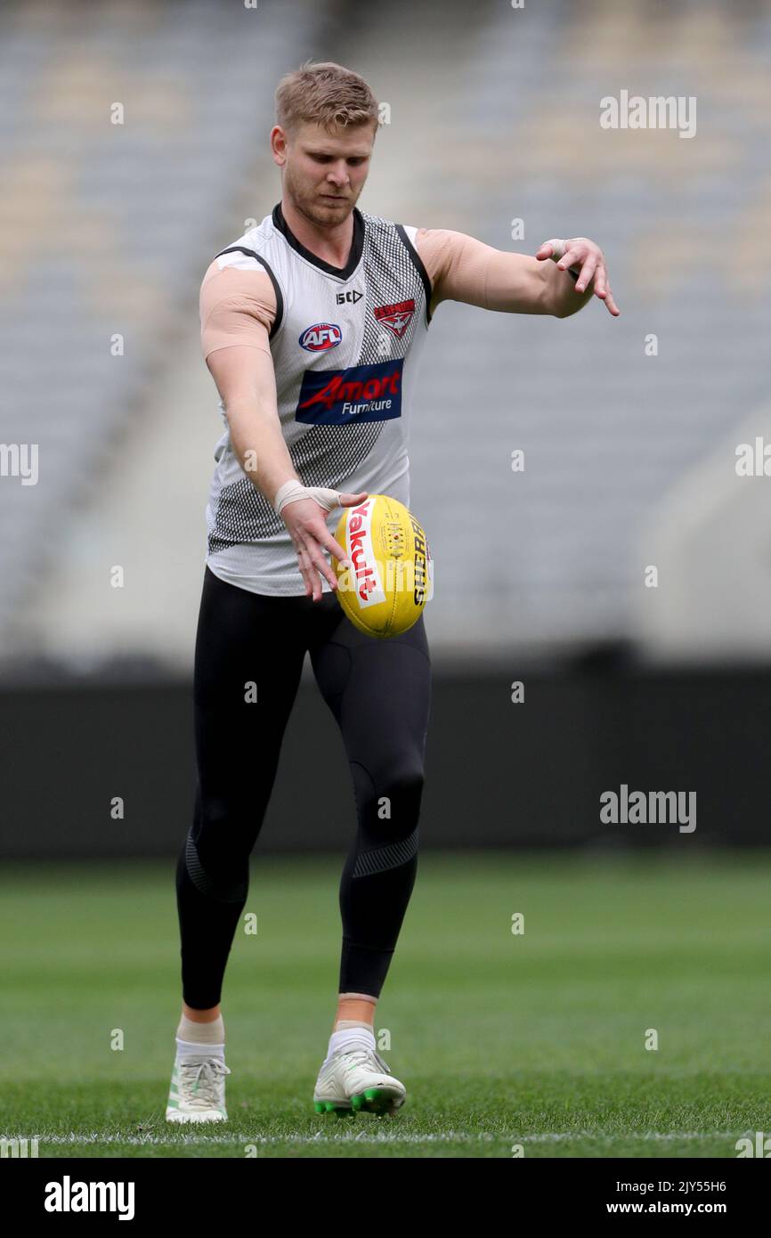 Michael Hurley is seen during an Essendon Bombers training session at ...