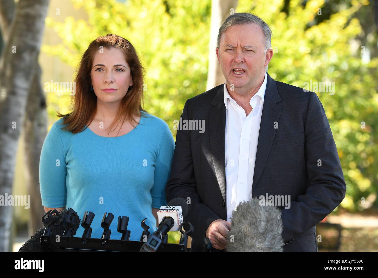 Member for Lilley Anika Wells and Federal Opposition Leader Anthony ...