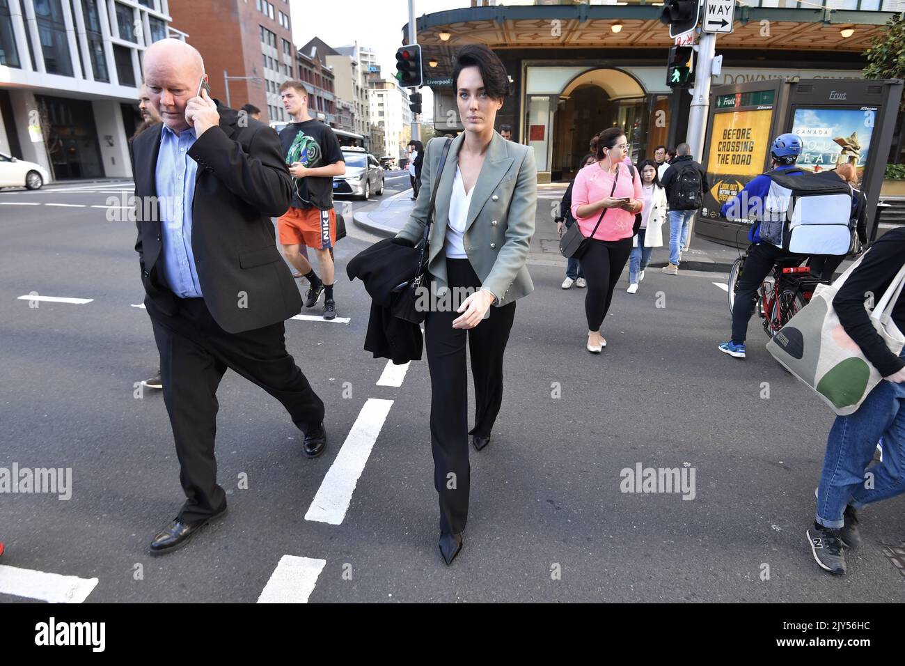 Sarah Budge leaves the Downing Centre Court in Sydney, Thursday ...