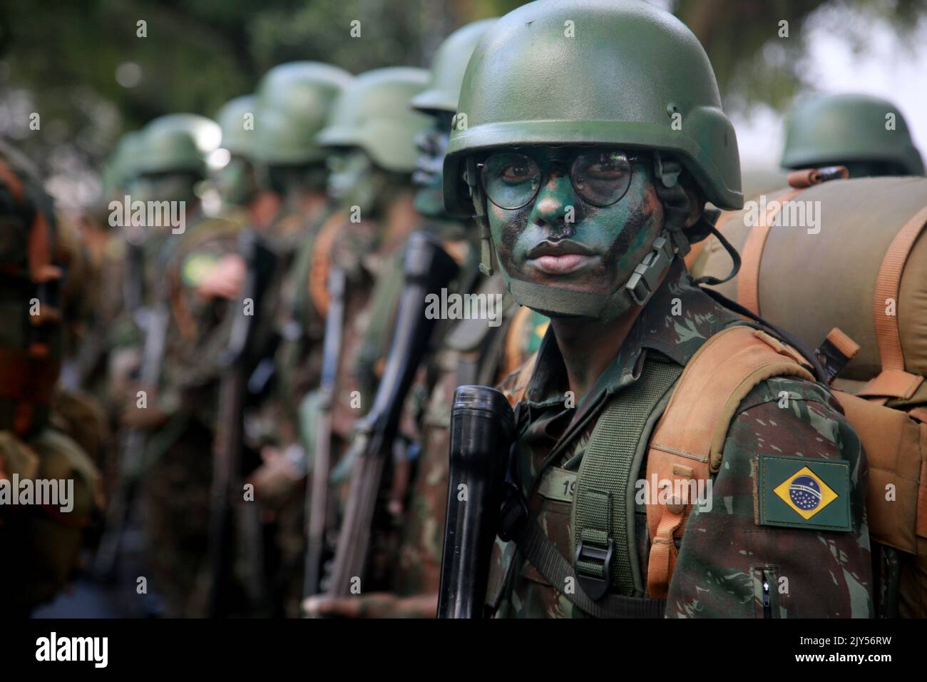 salvador, bahia, brazil - september 7, 2022: Military personnel of the ...
