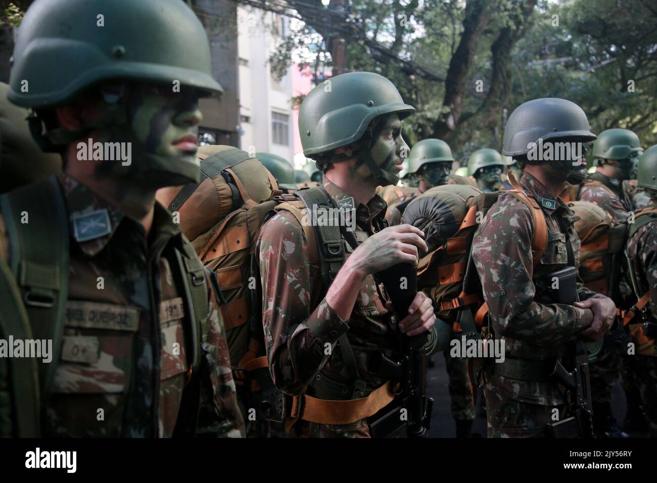 salvador, bahia, brazil - september 7, 2022: Military personnel of the ...